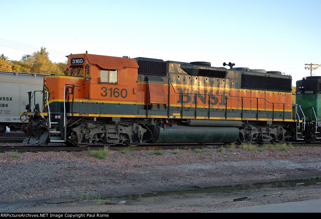 BNSF 3160, EMD GP50 ex BN 5-man crew Cab Mod, at Gibson Yard